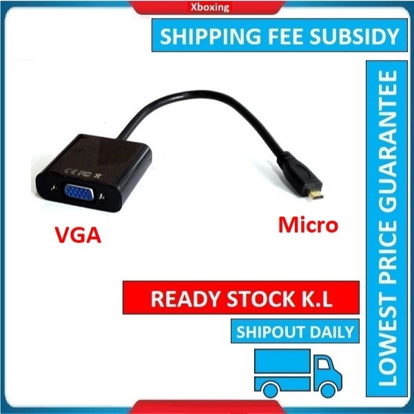 Micro HDMI Male to VGA Female Video Converter Adapter Cable for Monitor ...