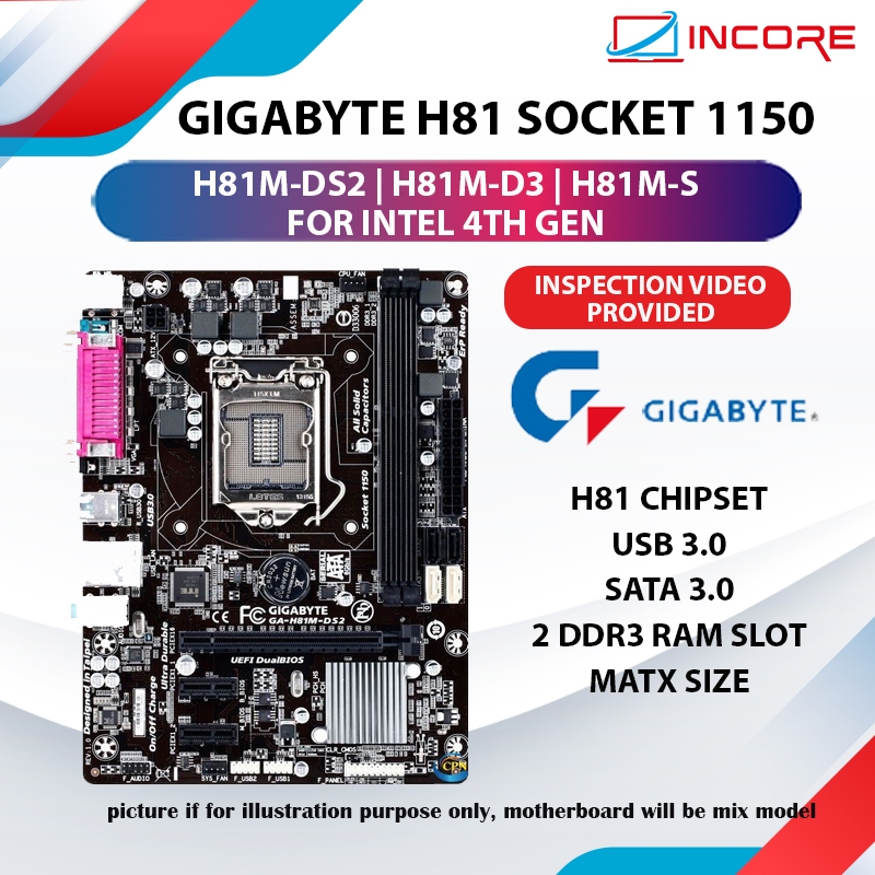 Gigabyte H81 Mix Model Socket 1150 DDR3 Intel Motherboard Intel 4th Gen ...