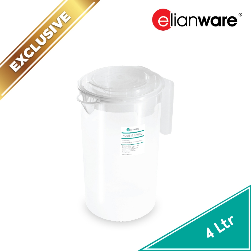 ELIANWARE 4L Water Juice Jug,Pitcher,Fridge Dispenser Jug W/Handle ...