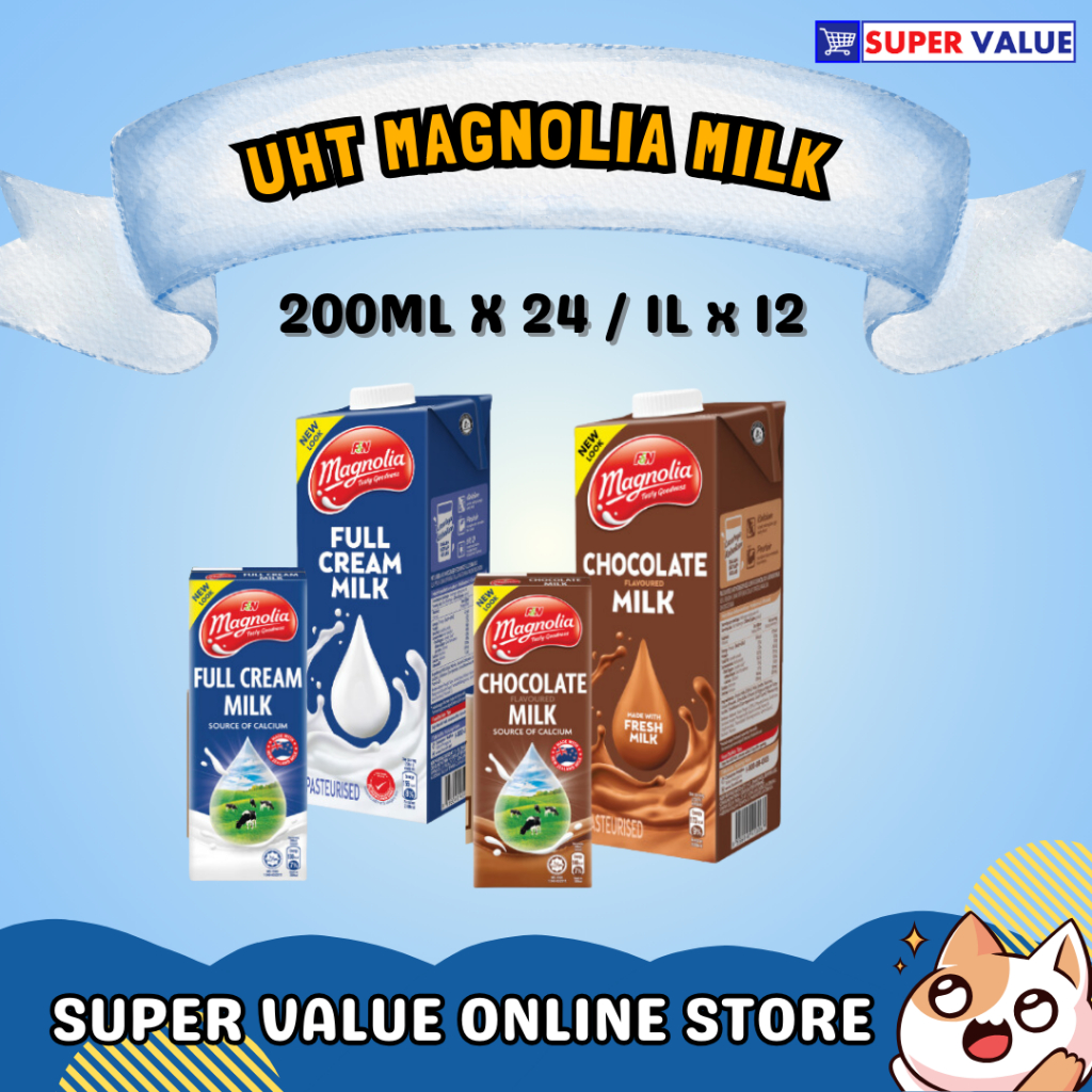 F&N Magnolia UHT Milk Series Full Cream - 1L x 12, 200ml x 24 Carton Packs | Shopee Singapore