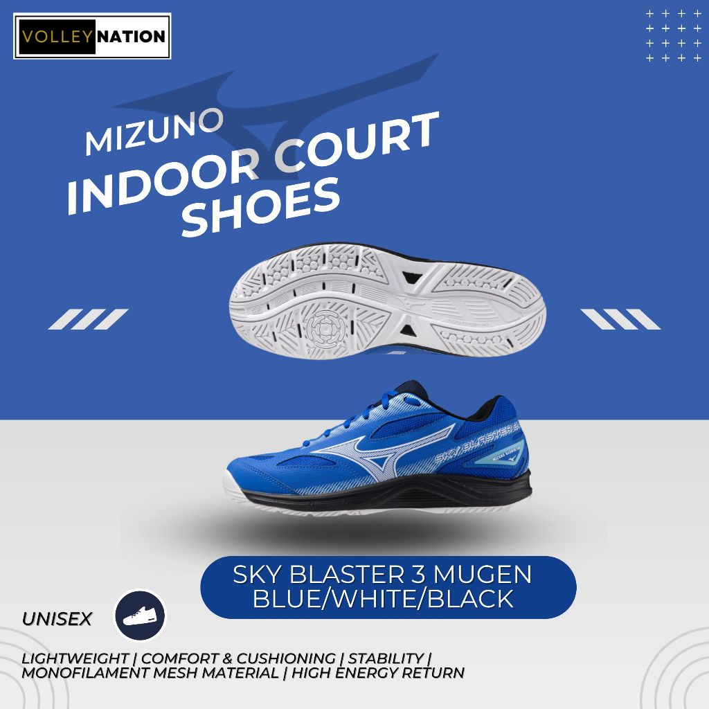 Mizuno Sky Blaster 3 (Wide) Mugen Blue/White/Black | Shopee Singapore