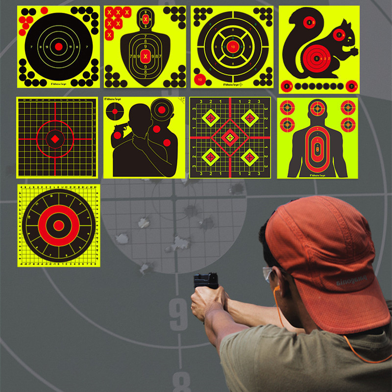 3 Size 6/8/10 inch Shooting Target Shoot Splatter Sticker Practice Glow ...