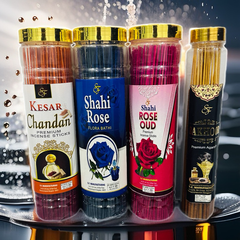 Kesar Chandan, Shahi Rose and Bakhoor Premium agarbathi (150 sticks ...