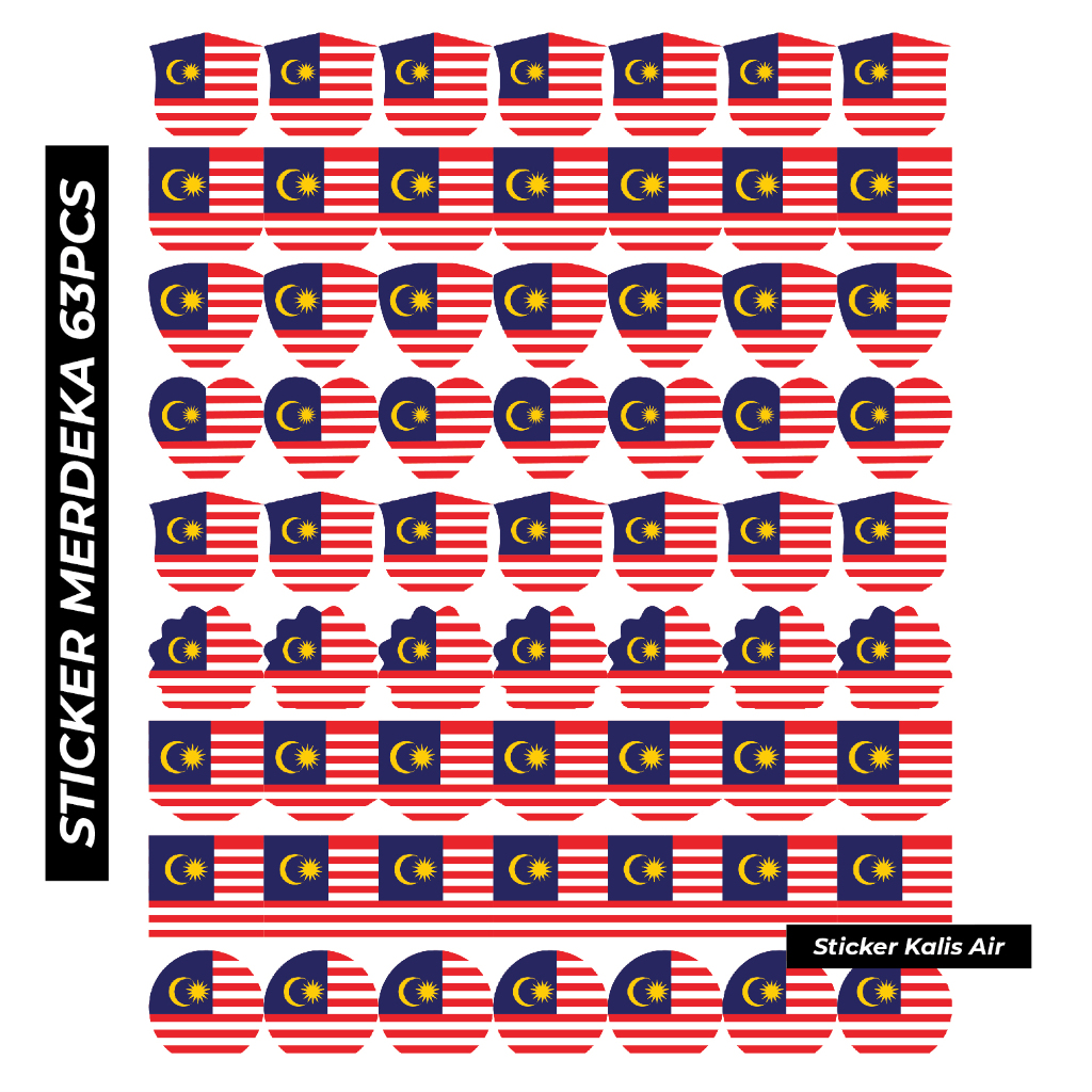 WHITE PP / CLEAR STICKER MERDEKA | 63PCS Sticker Bendera | Kalis Air ...