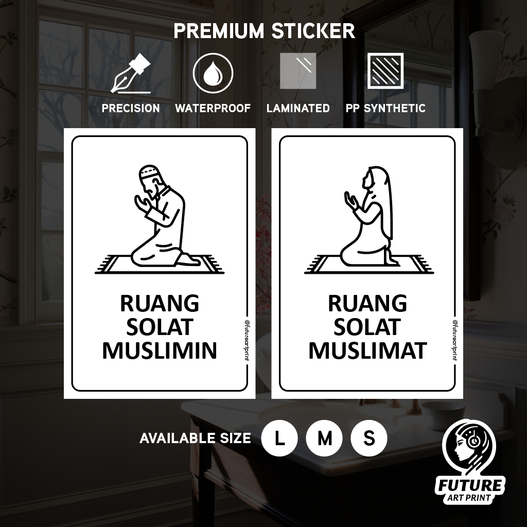 Ruang Solat Muslimin Muslimat. Sticker Sign Signage. Bilik Islam Muslim ...