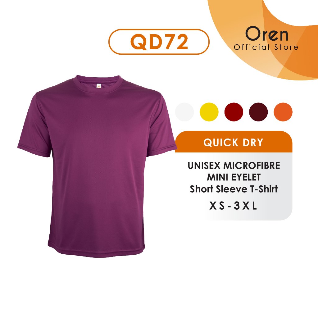Oren Sport QD Quick Dry Mini Eyelet Plain T-Shirt QD72 | Shopee Singapore