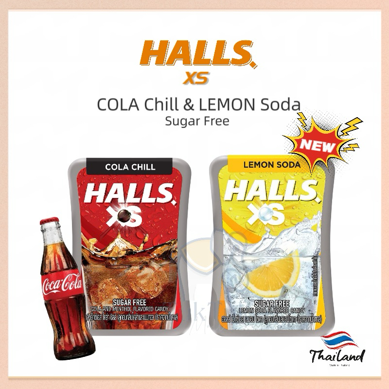 NEW Halls XS Sugar Free Candy, Lemon Soda / Cola Chill flavored 12.6 ...