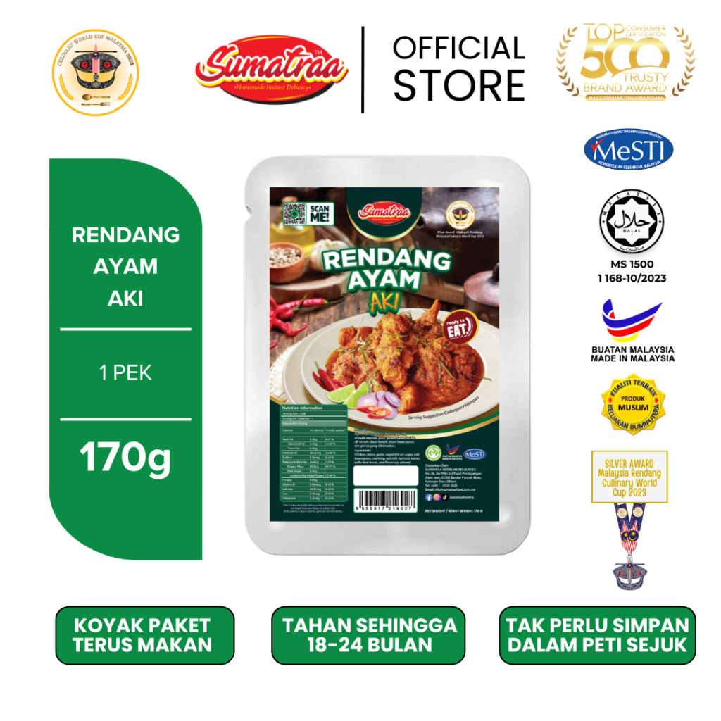 Rendang Ayam Aki 170g Tradisional Cuisine Ready-To-Eat Food Resipi Ibu ...
