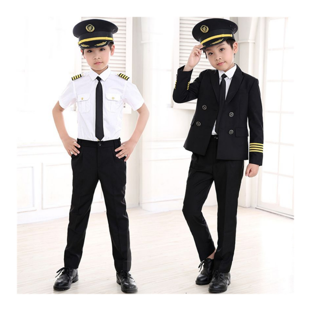 Pilot Costume Kids Stewardess Captain Airline Cosplay Uniform Girl ...