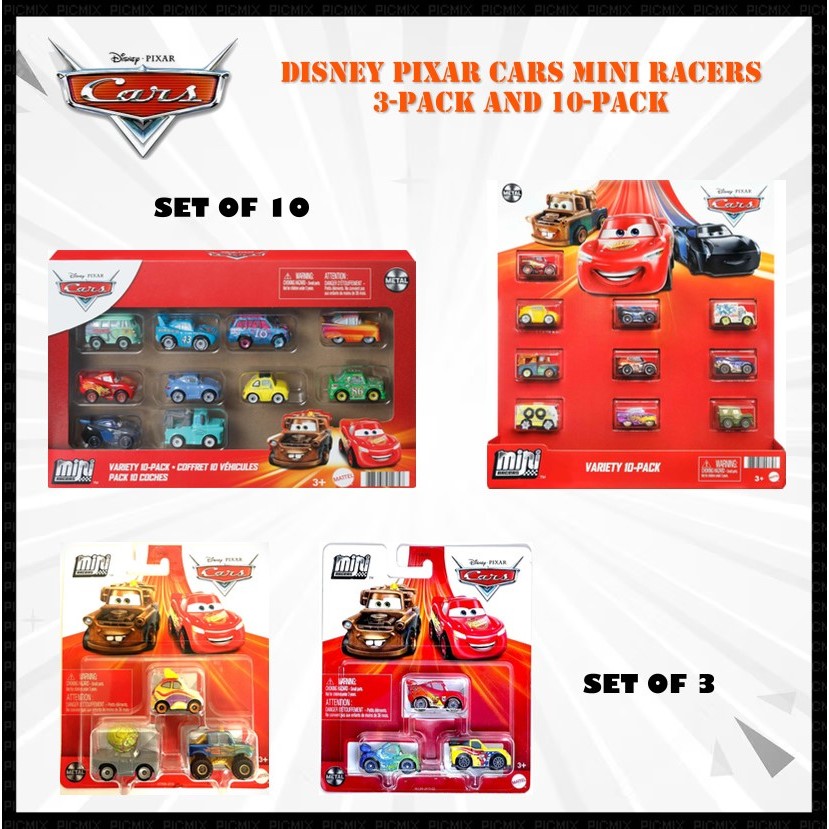 Mattel Disney Pixar Cars Mini Racers 3-Pack and 10-Pack, Collectible Set | Shopee Singapore