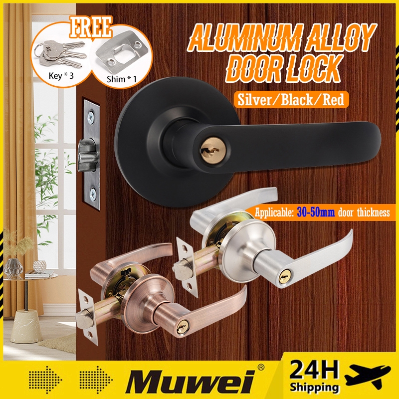 Tubular Lever Cylindrical Cylinder Door Lock Tombol Pintu Bilik Rumah ...