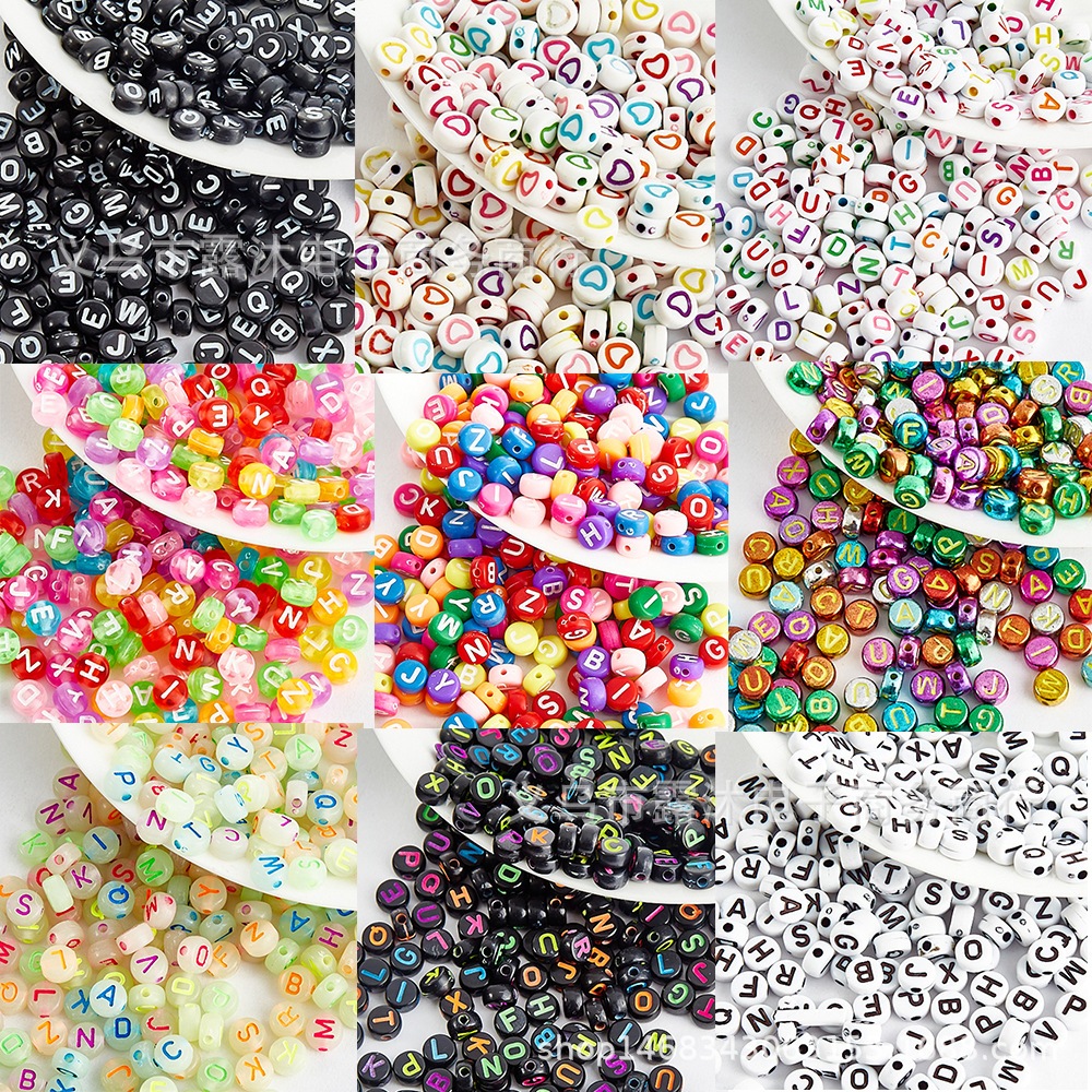 Stok 50 Gram Alphabet Bead / Manik Abjad Bulat / Round Alphabet (size 4 ...