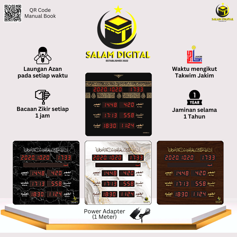 [ MODEL 2025 ] Jam Azan Digital / Jam Waktu Solat / Muslim Digital ...