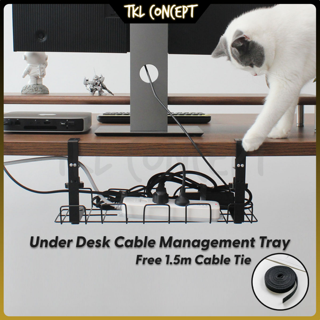 Under Desk Cable Management Wire Organizer Tray Table Pc Cabel Manager ...