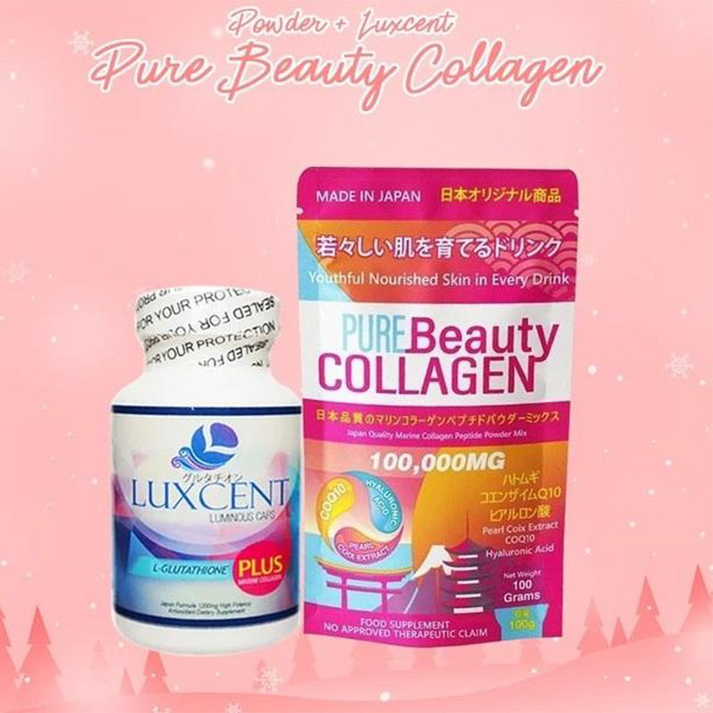 Pure Beauty Collagen Powder 100,000mg PBC & Luxcent Glutathione Skin ...