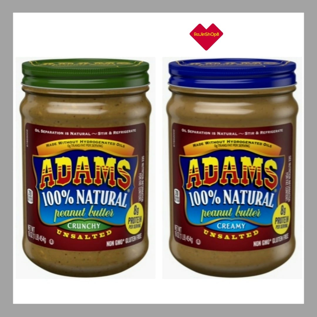 ADAMS Natural Creamy Unsalted Peanut Butter / Crunchy Unsalted Peanut ...