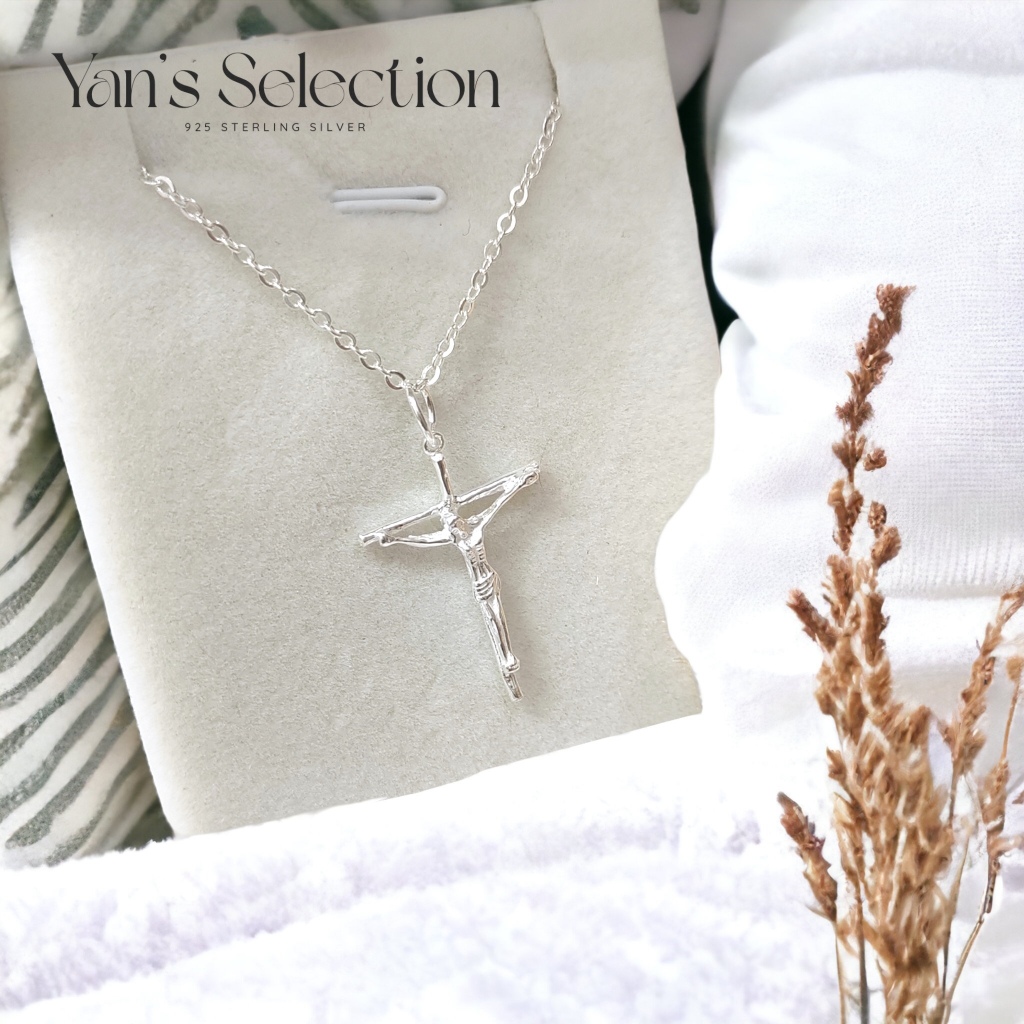 Yan's S925 Sterling Silver Crucifix Cross Pendant Set *Loket Salib Katolik 925 Perak Tulen *925 ...