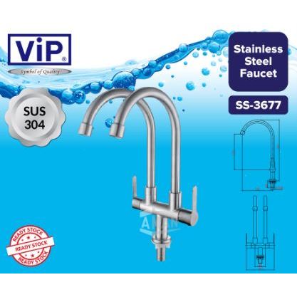 VIP SUS-304 Stainless Steel Fixed Double Pillar Sink Tap Kitchen Sink ...