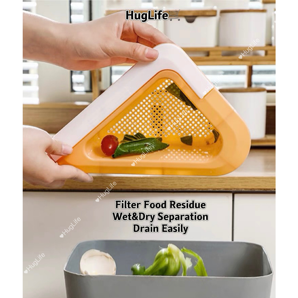 Kitchen Retractable Triangular Sink Drainer Basket Leftovers Soup Drain ...