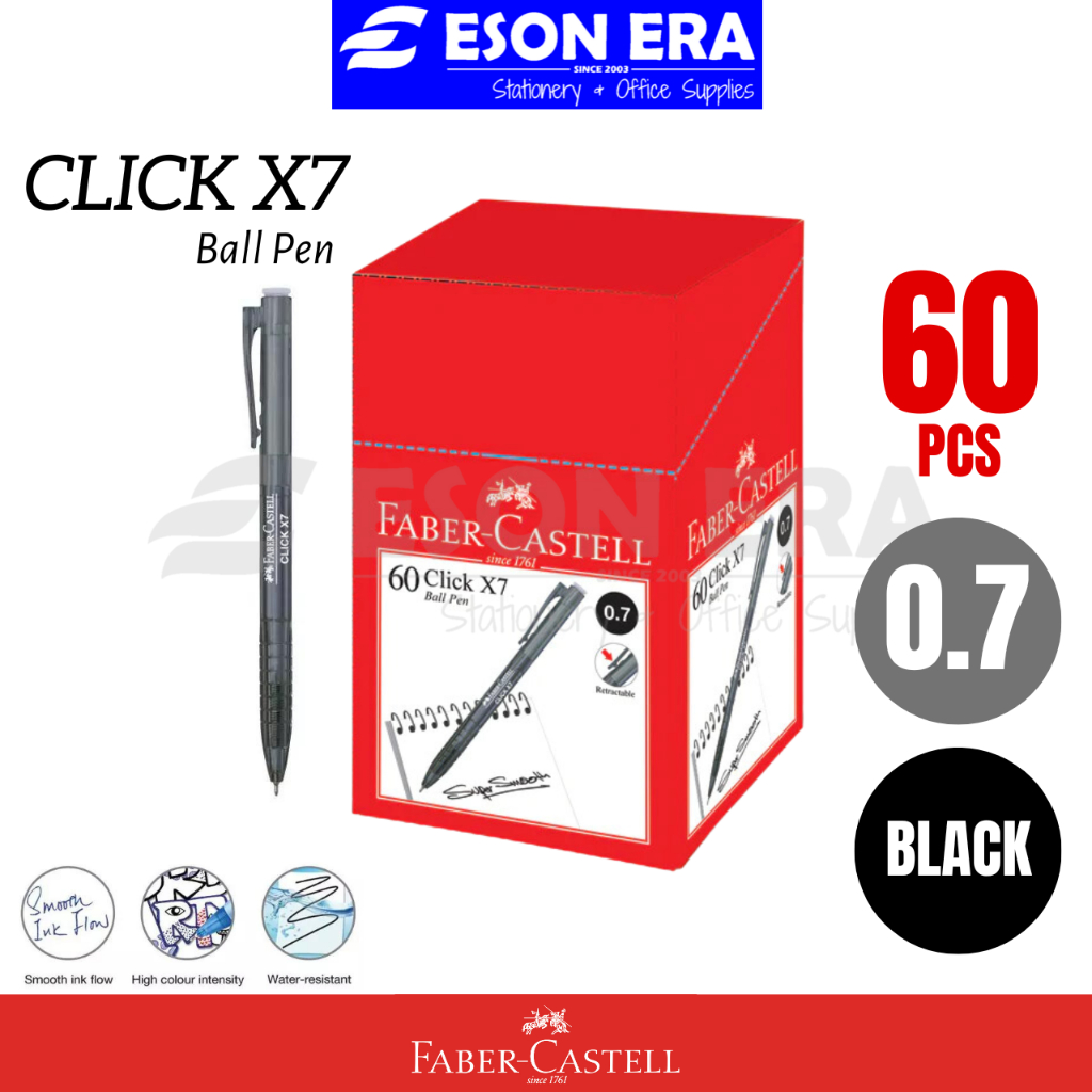 Faber-Castell Click X Ball Pen Retractable (60pcs/box) Click X5 0.5mm / Click X7 0.7mm Bundle ...