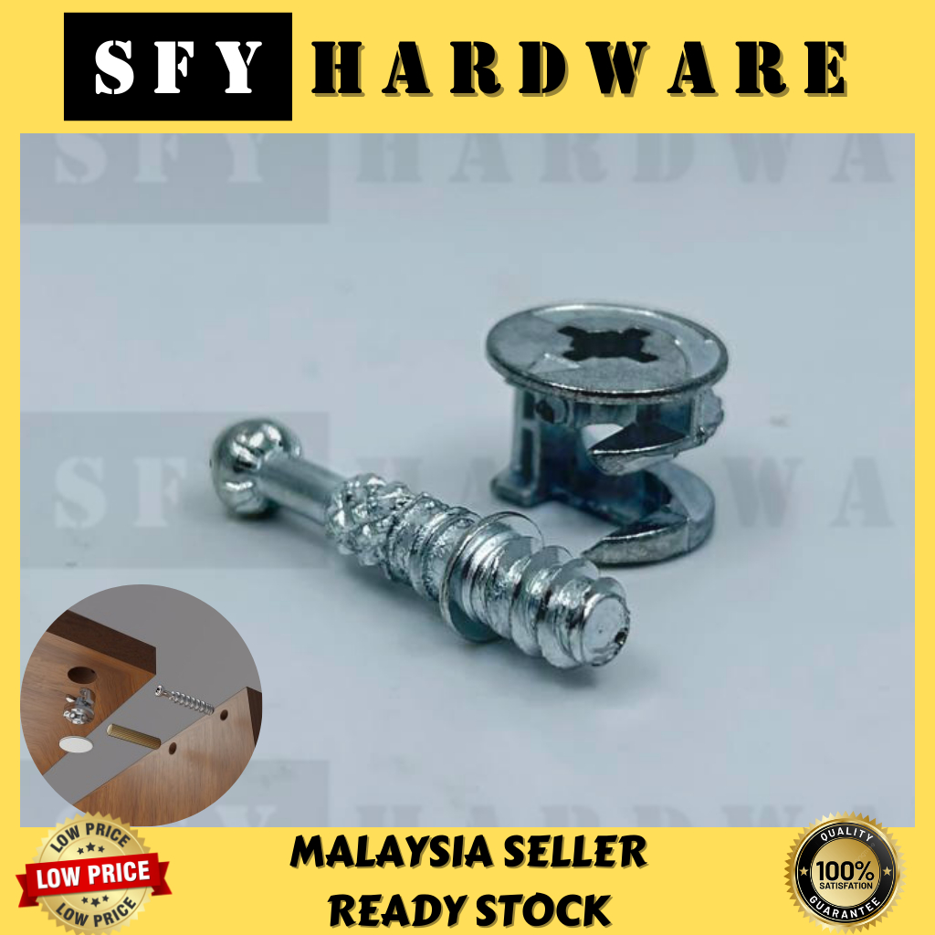 MINIFIX BOLT/HOUSING (METAL) FOR LOCK FITTING FURNITURE WARDROBE STUDY ...