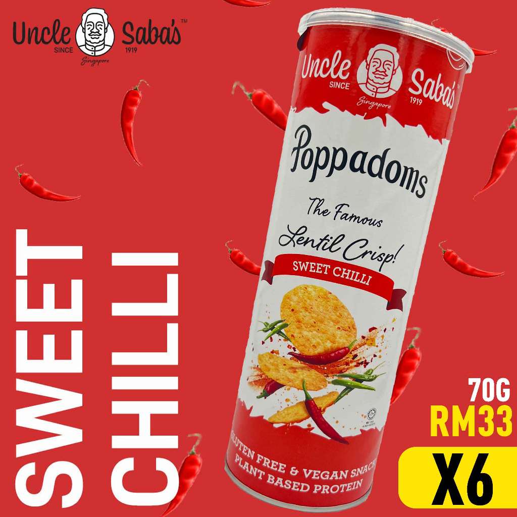 Uncle Saba's Poppadoms - Sweet Chilli - 6 X 70G | Shopee Singapore