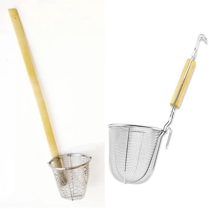 Stainless Steel Mee Noodle Strainer With Bamboo Handle Wooden Handle ...