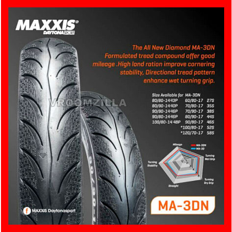 MAXXIS DIAMOND MA-3DN ( 2023 YEAR ) 70/90 80/90 - 17 MADE IN TUBELESS ...