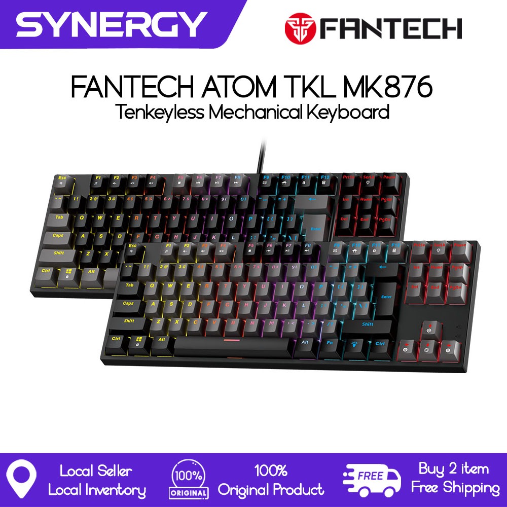 Fantech Gaming Keyboard Atom TKL MK876 Mechanical Keyboard with TKL ...