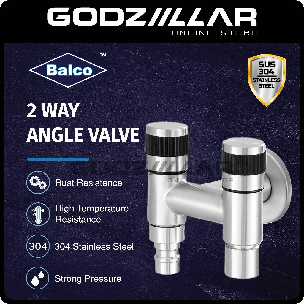 Balco SUS304 Stainless Steel 2-Way Angle Valve Washing Machine Chrome ...