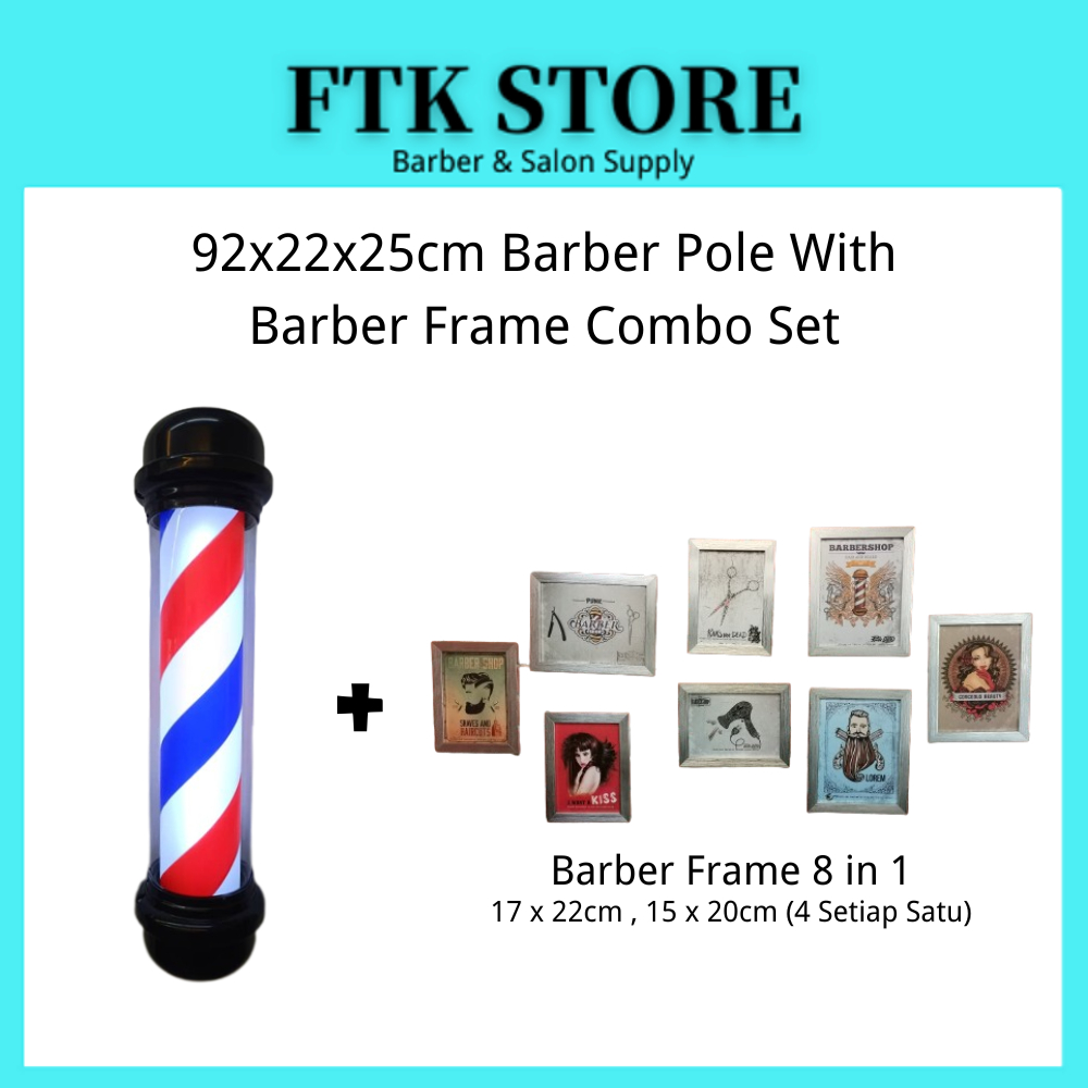 (92 x 22 x 25cm) Lampu Barber Pole LED Light With Barber Frame | Shopee ...