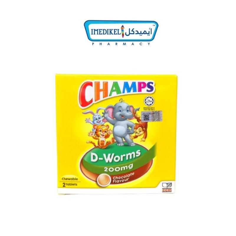 CHAMPS D-WORMS 200mg CHEWABLE (2's) | Shopee Singapore