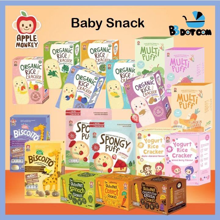 Apple Monkey Biscuit Organic Baby Snack Rice Cracker / Multi Puff ...
