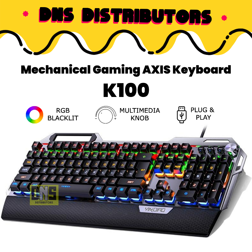 YINDIAO K100 Mechanical Gaming Keyboard RGB Backlit Metal AXIS Keyboard ...