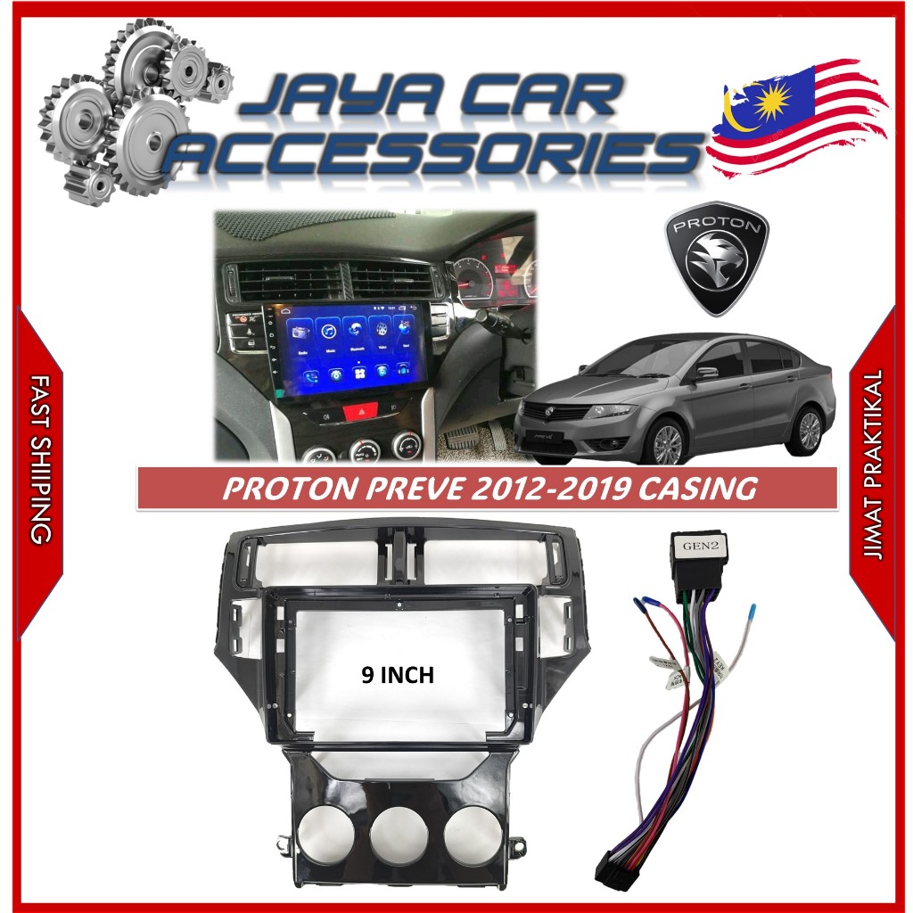 Android Player Casing 9" Proton Preve 2012-2019 (UV Black) with Socket ...