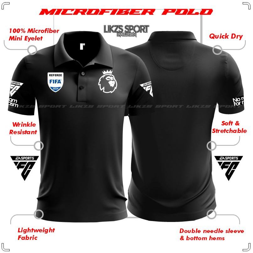 New 2024 Referee Jersey For BPL DXP5 +EA +No Racism Reff Travel Polo ...