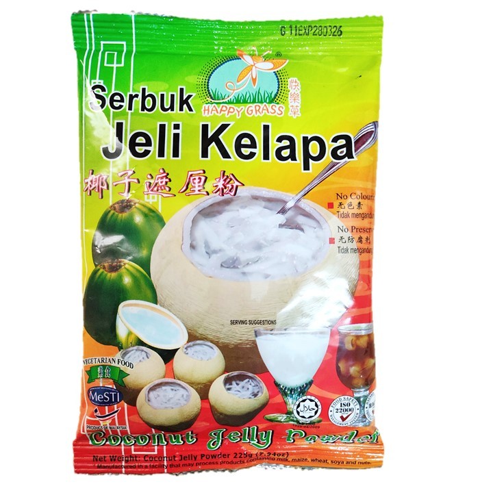 (HALAL) Happy Grass Vegetarian Coconut Jelly Powder (Serbuk Jeli Kelapa ...
