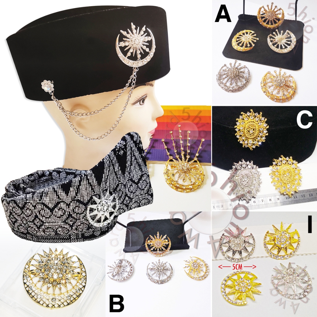 Dokoh Songkok Star Moon Brooch | Shopee Singapore