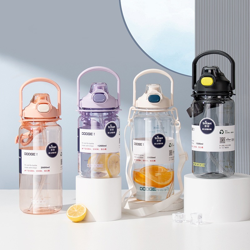 1500ml 2000ml Dodge Tritan Water Drinking Bottle 2L With Straw With Handle Sport Plastic BPA ...