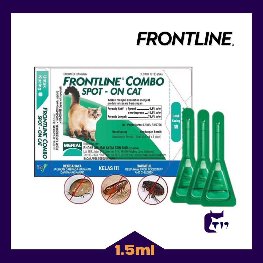 Frontline Combo Spot - On Cat 1.5ml (0.5ml x 3 pipet)-1 box | Shopee ...