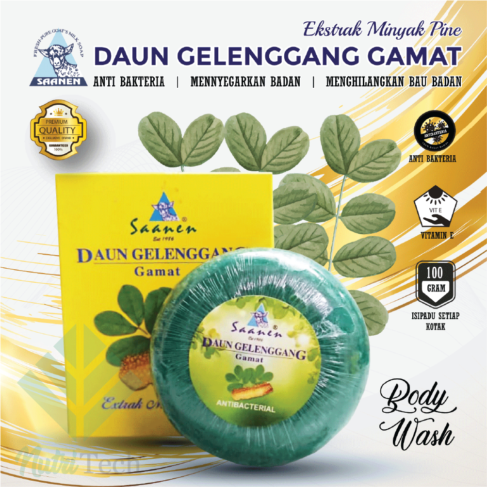 Saanen Gamat Gelenggang Leaf Starch Soap 100g Eliminate Panau Ringworm ...