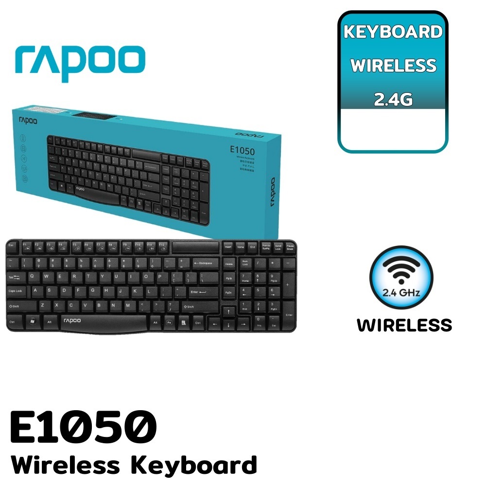 RAPOO E1050 SPILL-RESISTANCE WIRELESS KEYBOARD WITH NANO RECEIVER, 10 ...