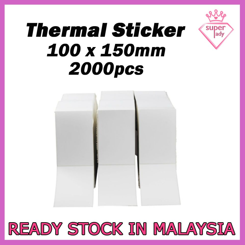 2000pcs 100mm x 150mm A6 Thermal Sticker Shipping Label Stack Fold ...