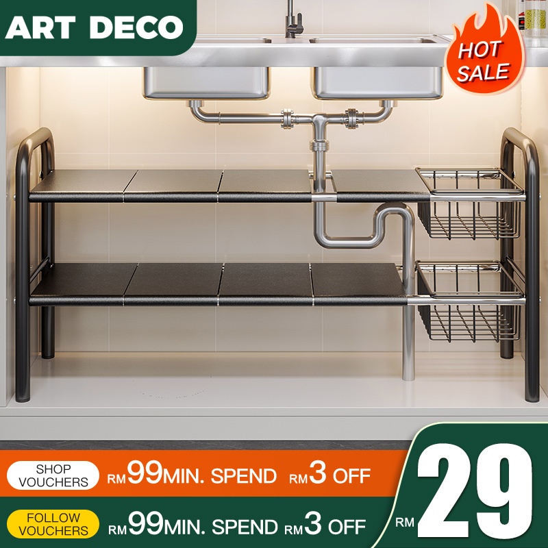 Kitchen Rack Under Sink Rack Expandable Stainless Steel Kitchen Cabinet ...
