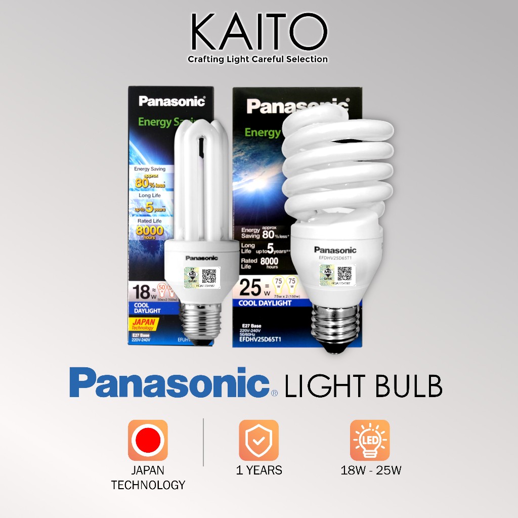 Panasonic 3U Spiral Light Bulb Lampu Mentol Cool Daylight (White) 18W ...