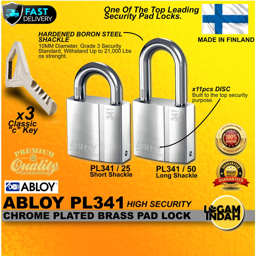 ABLOY PL341 HIGH SECURITY PAD LOCK PL341/25 , PL341/50 ( MADE IN ...