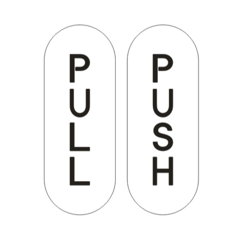 Label Pull Push Sign Waterproof / Minimalist Door Wall Signage Sticker ...
