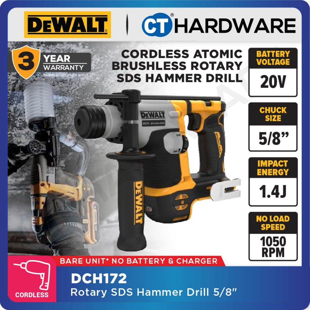 Dewalt DCH172 Cordless Atomic Brushless SDS+ Rotary Hammer Drill 20V ...