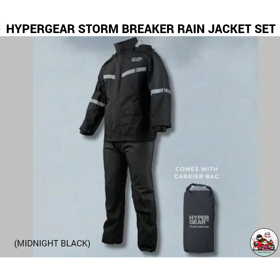 HYPERGEAR STORM BREAKER RAIN JACKET SET (MIDNIGHT BLACK) | Shopee Singapore