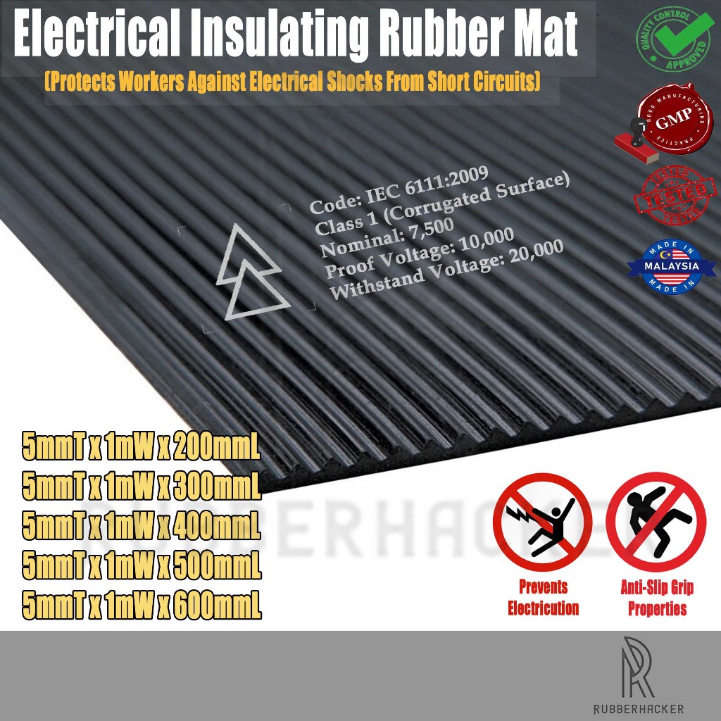 Electrical Insulating Class 1 Rubber Mat 5mm Thickness with 1 meter ...